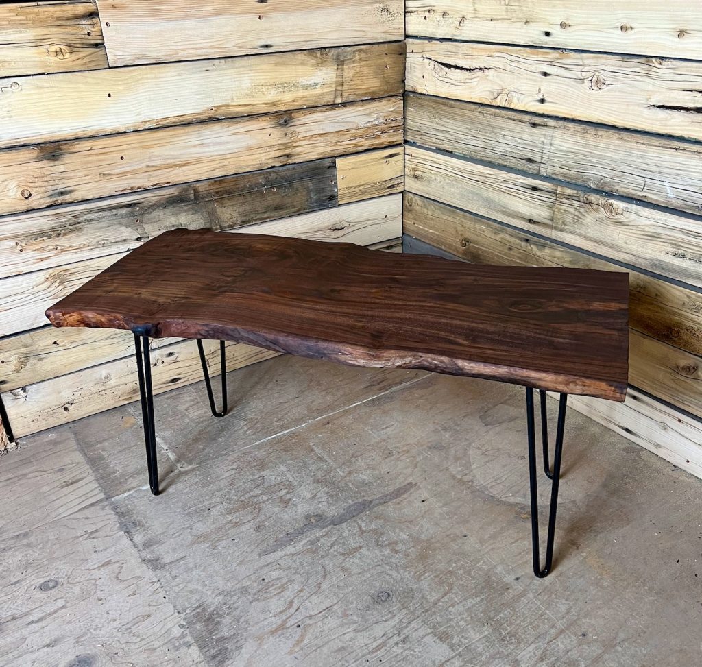 Walnut Coffee Table | Hairpin Legs | Live Edge Walnut Slab | Rustic ...
